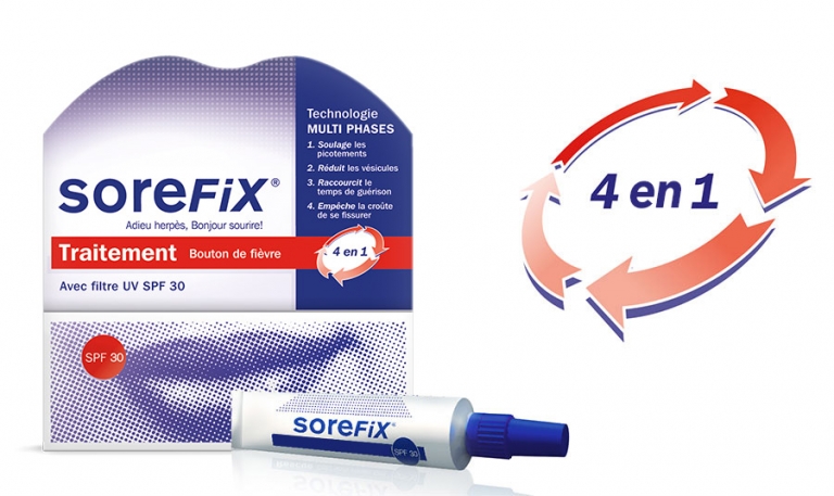 SoreFix offre la solution dans toutes les phases de l'herpès labial