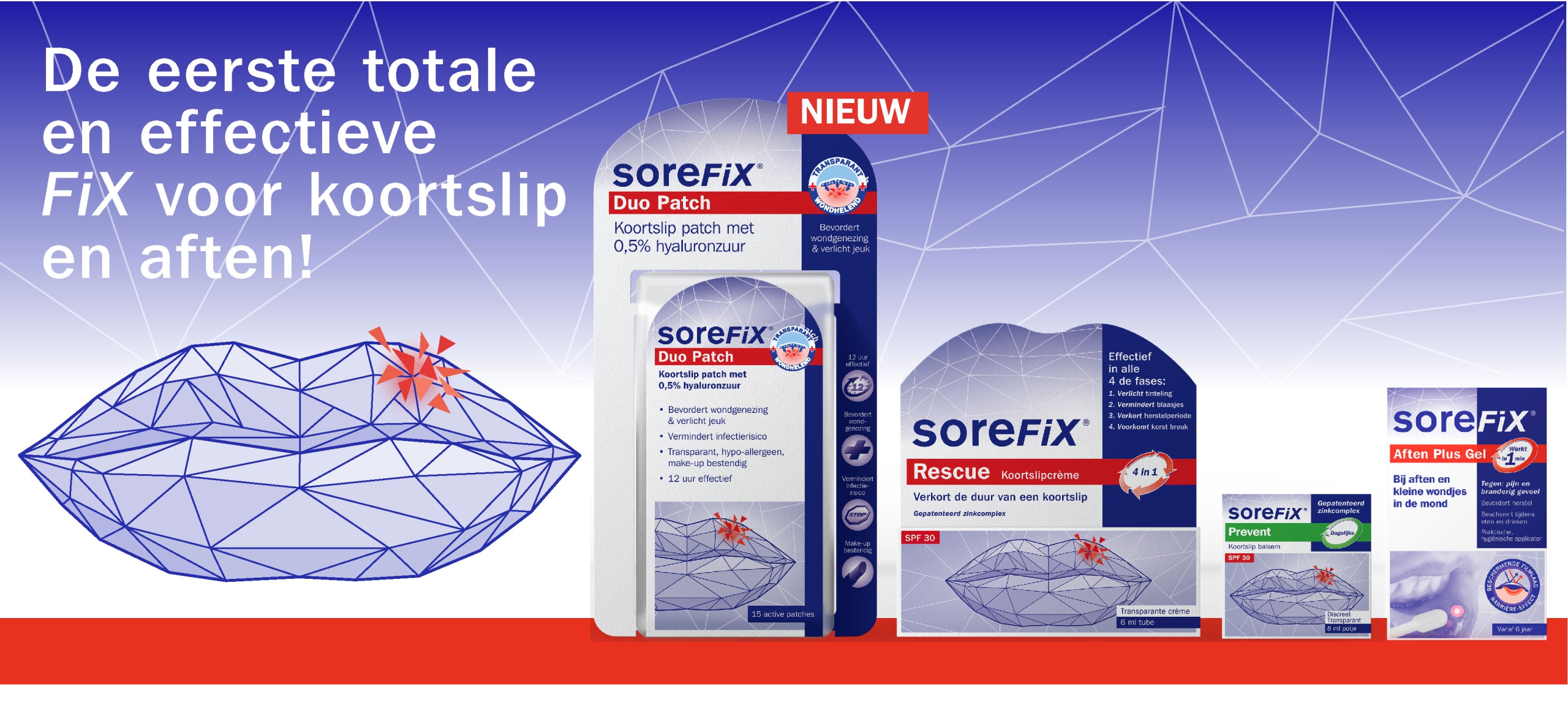 SoreFix biedt de oplossing in alle fases van een koortslip